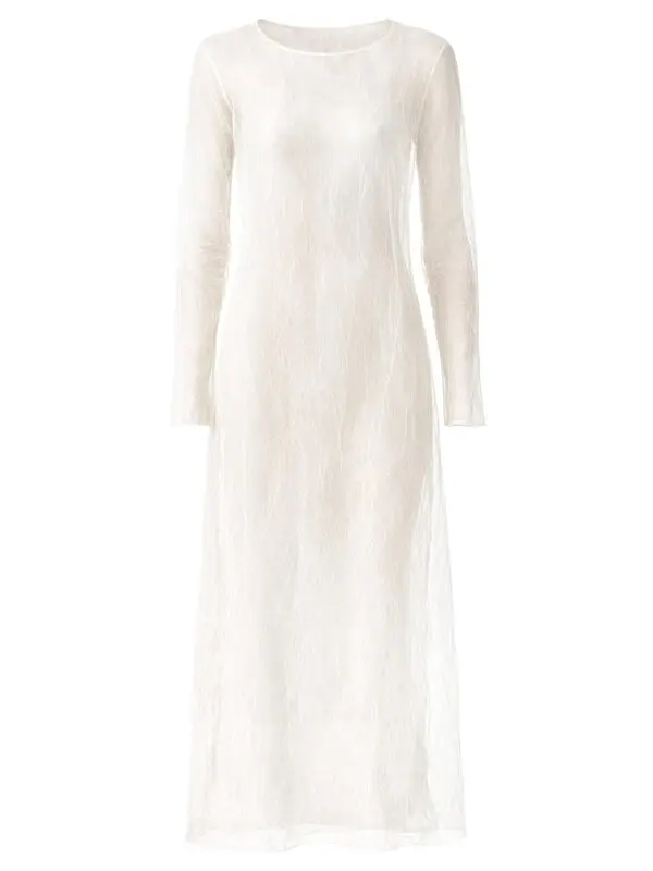 Chan Luu Ghost Crinkle Mesh Overlay Maxi Dress - Ivory
