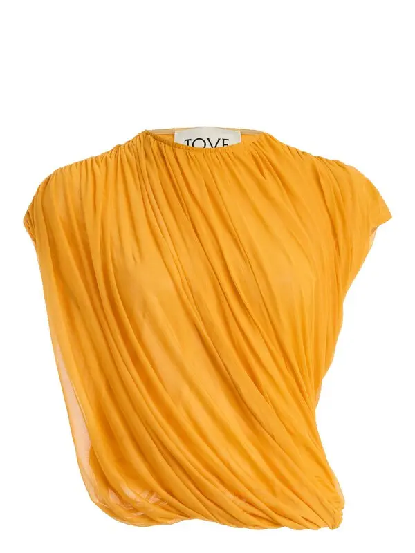 Tove Murle Draped Jersey Top - Yellow