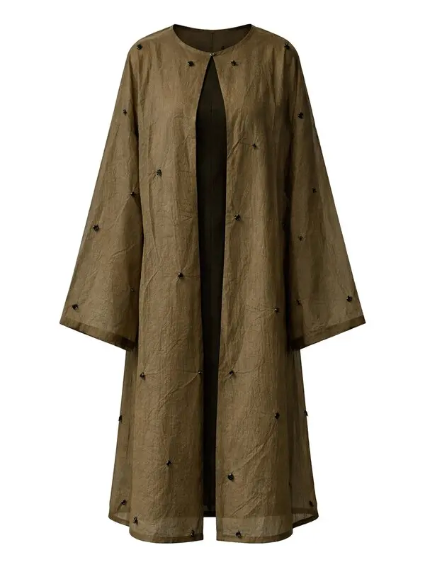 Chan Luu Inez Sequined Cotton Paper Trench Coat - Olive