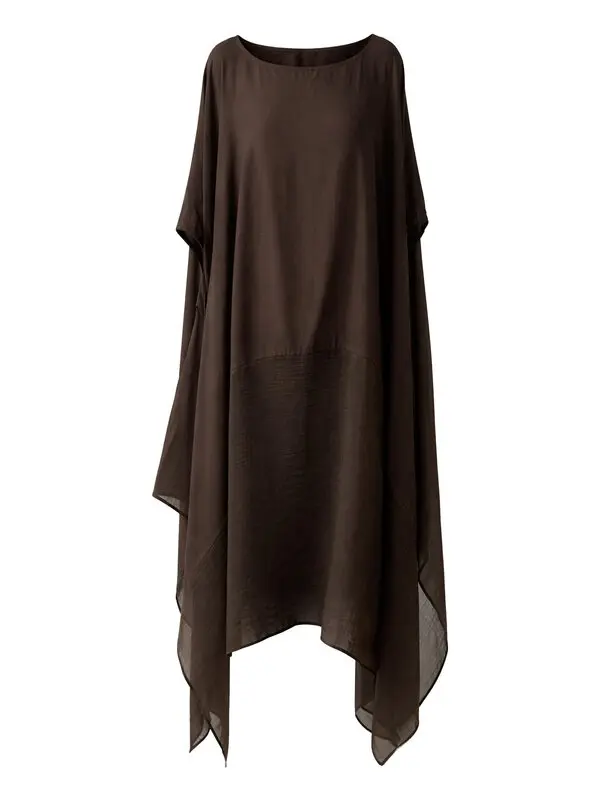 Chan Luu Cotton-silk High-low Kaftan - Brown
