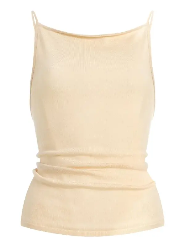 ST. AGNI Twist-back Tencel Jersey Tank Top - Neutral