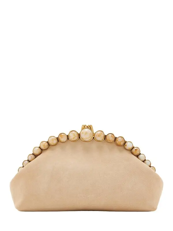 Cult Gaia Una Suede Clutch - Neutral