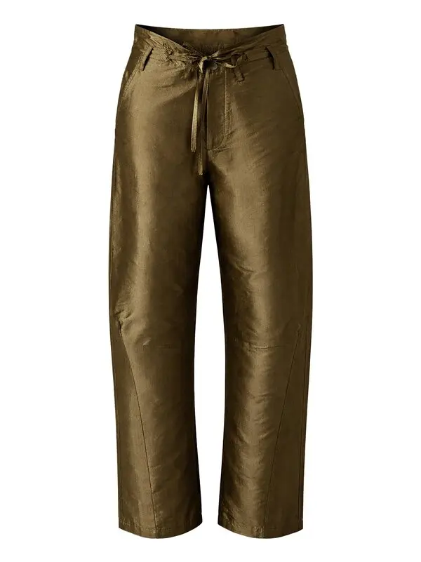 Chan Luu Techno Taffeta Barrel Pants - Olive