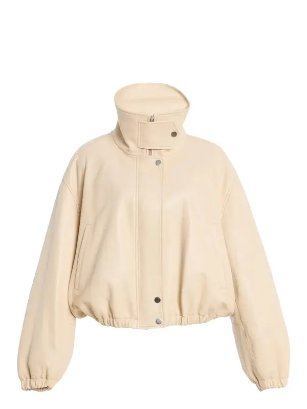Nour Hammour Pia Leather Jacket - Ivory