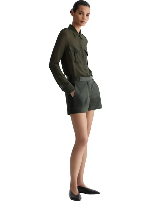 Veronica De Piante Daphne Shirt In Silk - Olive