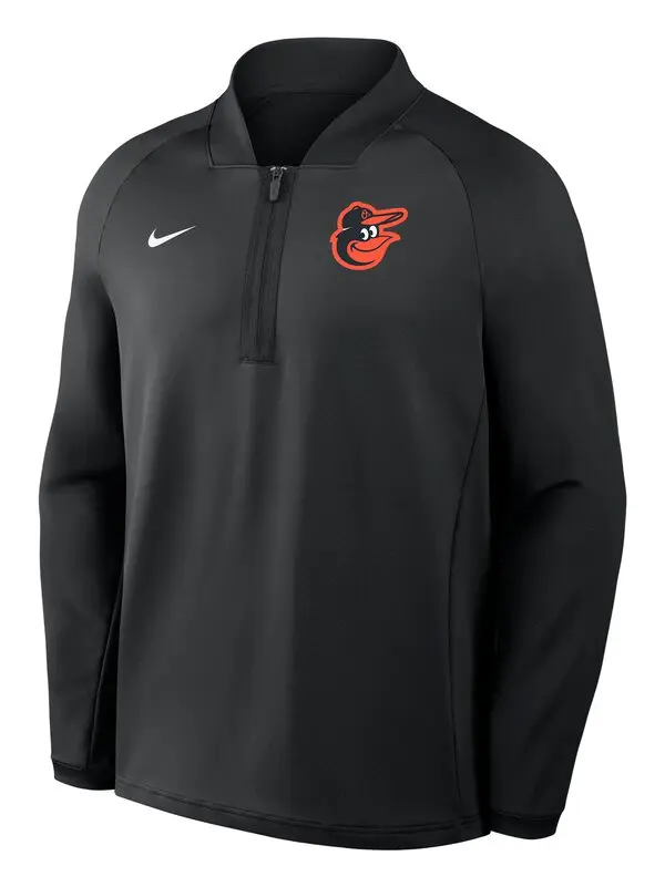 Nike Baltimore Orioles Authentic Collection Dri-fit Mlb 1/2-zip Long-sleeve Top - Black
