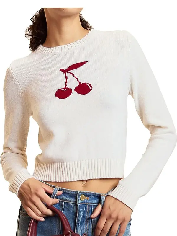 Cynthia Rowley Intarsia Cropped Sweater - Ivory