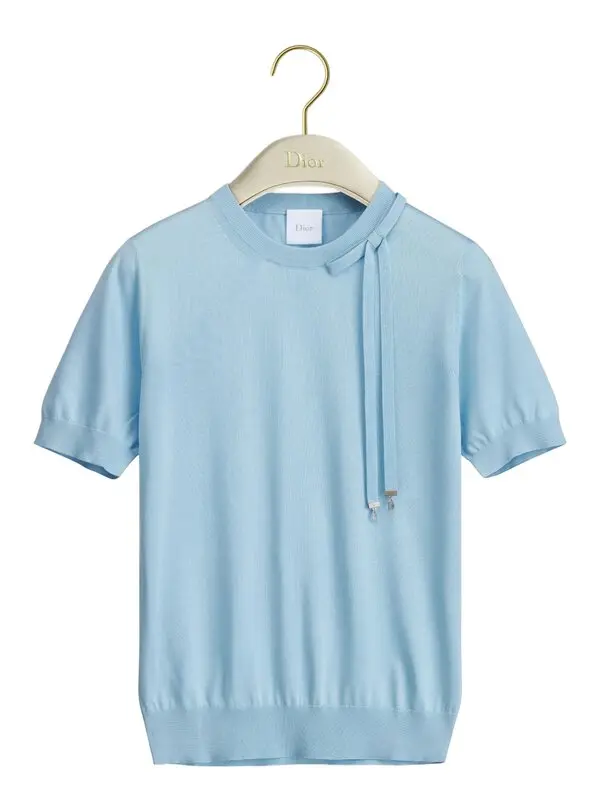 Dior Fitted Short-sleeved Sweater - Sky Blue Silk Knit