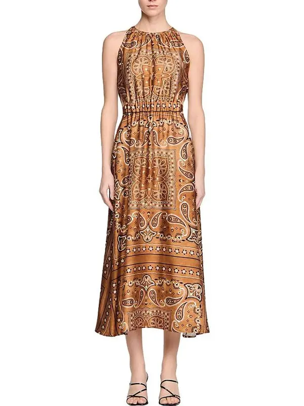 Sandro Bandana Print Maxi Dress - Brown / Black