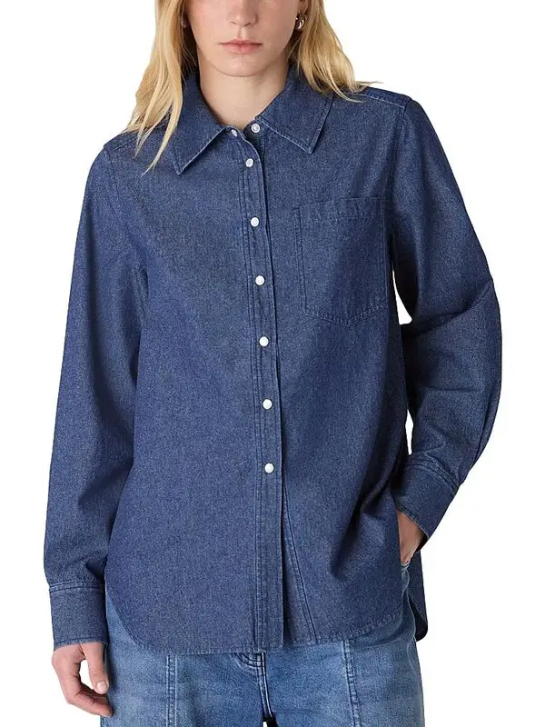 Whistles Pocket Detail Cotton Shirt - Denim