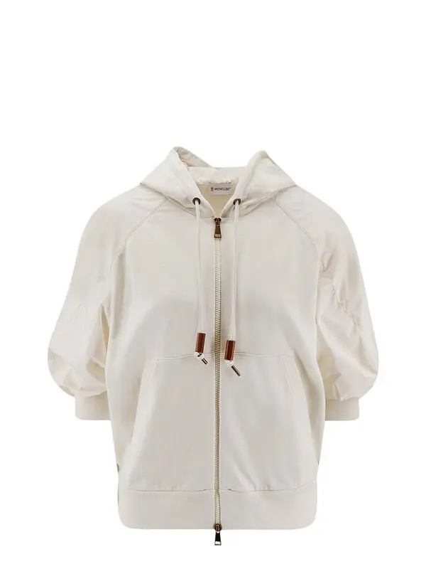 Moncler Cotton Sweatshirt With Nylon Sleeves - White