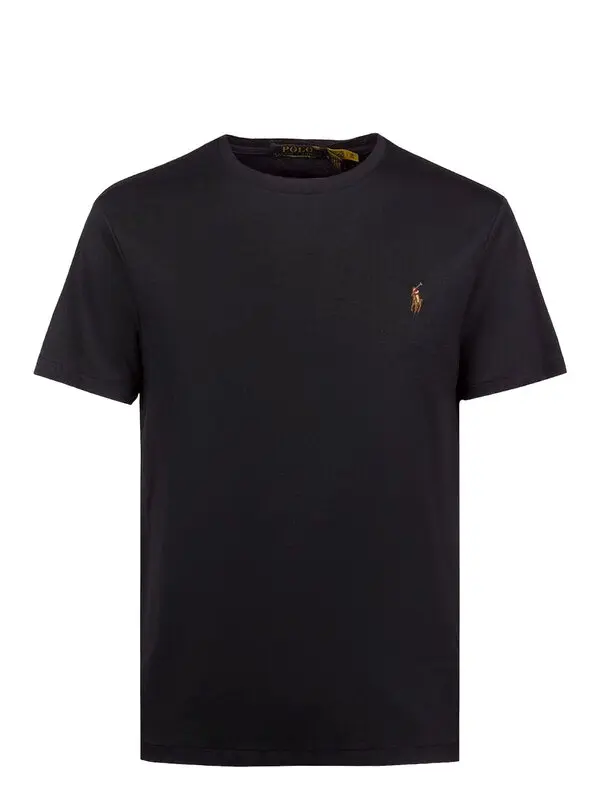 Polo Ralph Lauren Cotton Tshirt With Logo Embroidery - Black