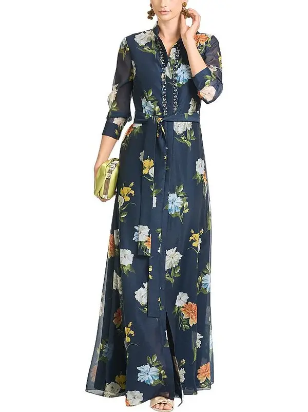 SACHIN AND BABI Embellished Addison Gown - Navy Wildlfowers