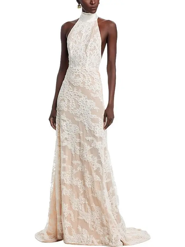 SAU LEE Andrea Lace Gown - White