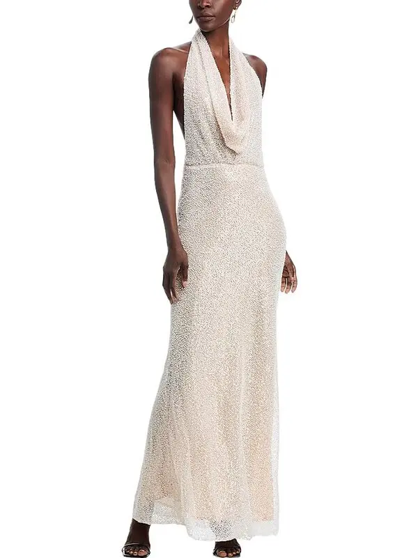 SAU LEE Lindsay Beaded Gown - White