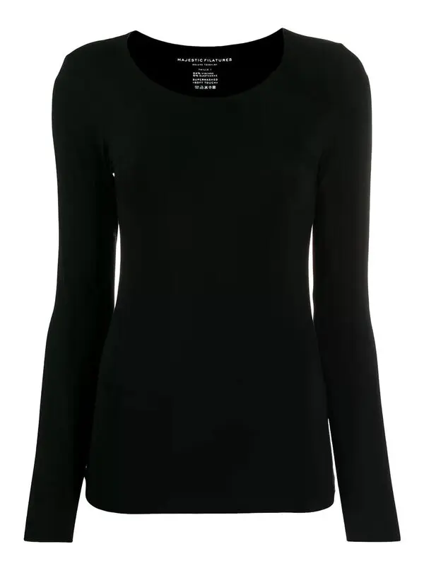 Majestic Filatures Fitted Long Sleeve Top - Black