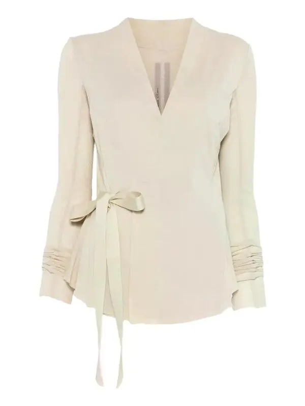 Rick Owens V-neck Cardigan With Ribbon Fastening - Neutrals