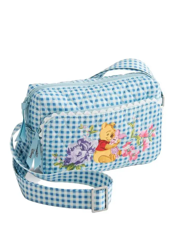 VERA BRADLEY Disney Becker Camera Bag Crossbody In Winnie The Pooh Springtime Gingham - Blue