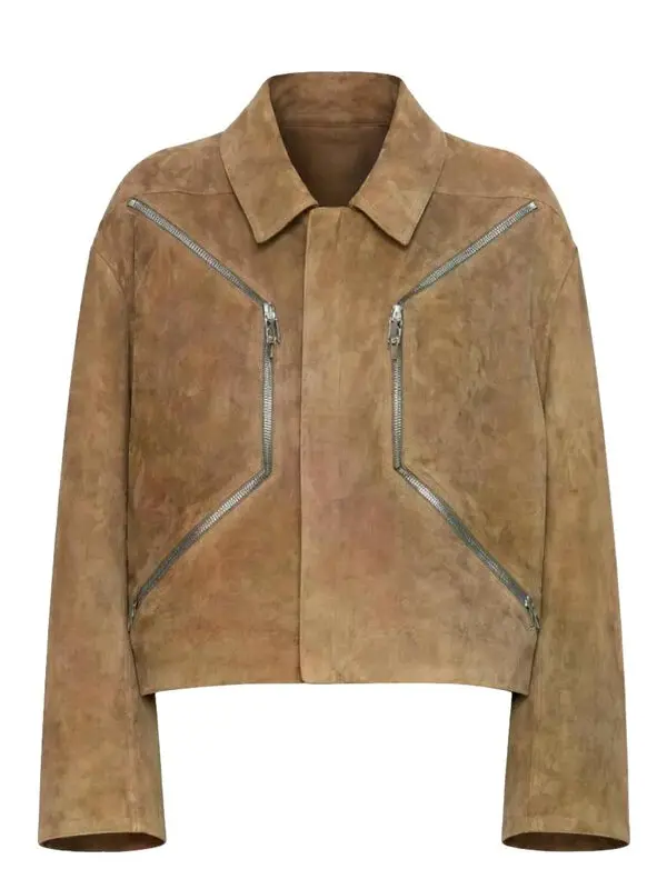 Rick Owens Heizer Mac Zipped Leather Coat - Brown