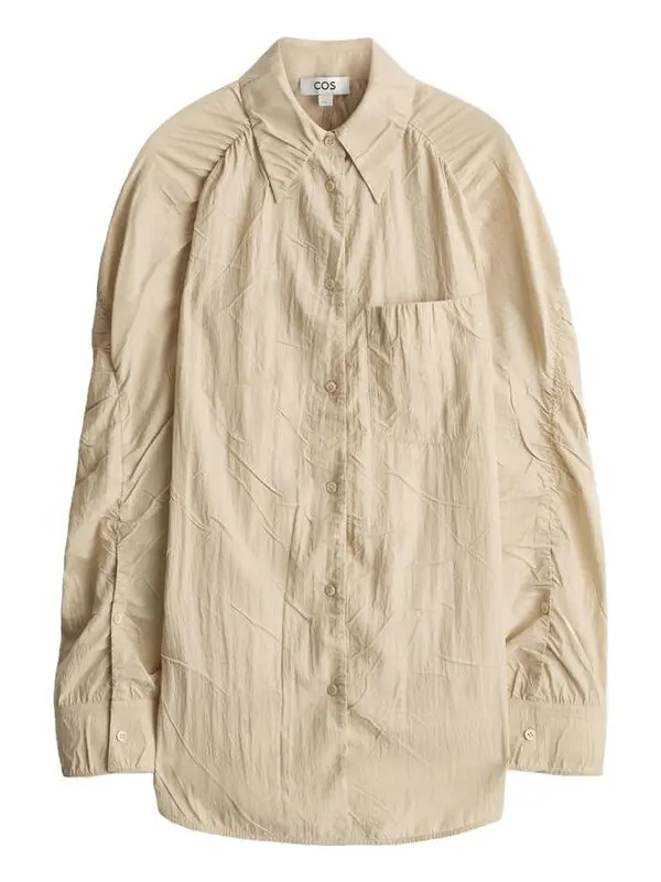 Cos Handmade Crinkled-silk Shirt - Light Beige