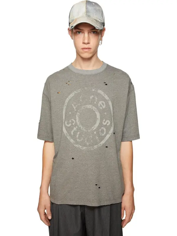 Acne Studios Distressed Logo T-shirt - Moss Green