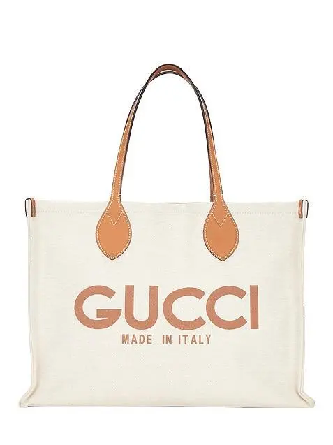 FWRD RENEW Gucci Logo Tote Bag - Ivory