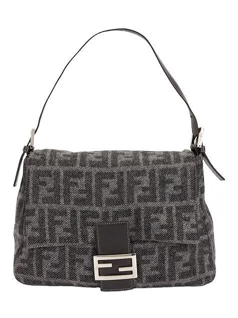 FWRD RENEW Fendi Zucca Mama Forever Baguette Shoulder Bag - Grey