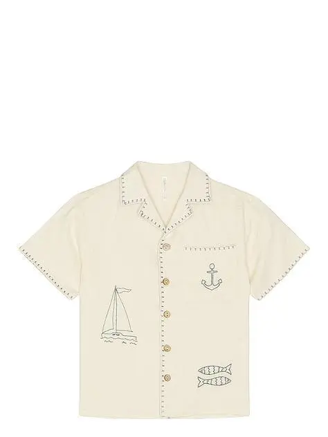 RYLEE + CRU Lapel Collar Shirt - Sailor