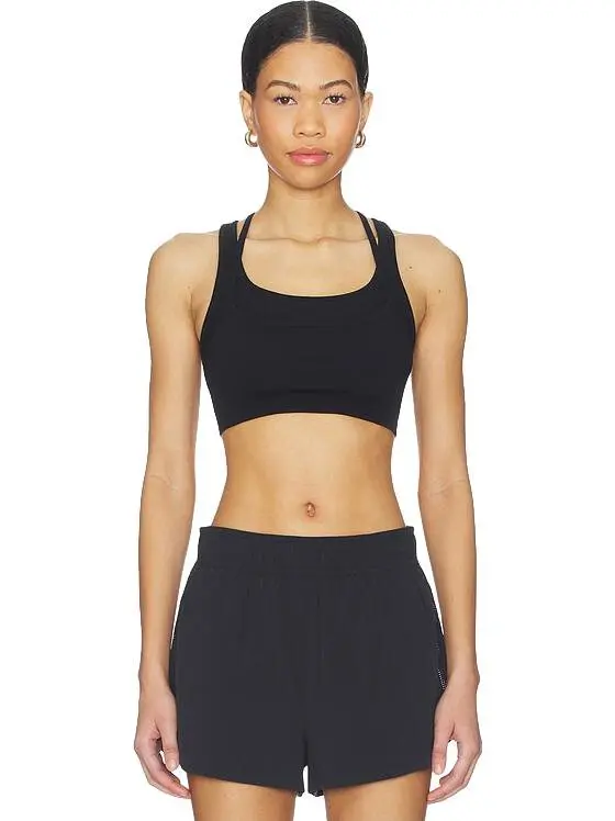 Beyond Yoga Seamless Double Layer Mesh Bra - Black