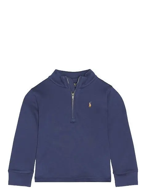 Polo Ralph Lauren Long Sleeve Interlock Mock Neck Half Zip - Light Navy