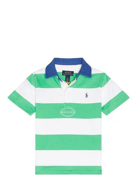 Polo Ralph Lauren Short Sleeve Jersey Knit Rugby Striped Shirt - Plato Green & White