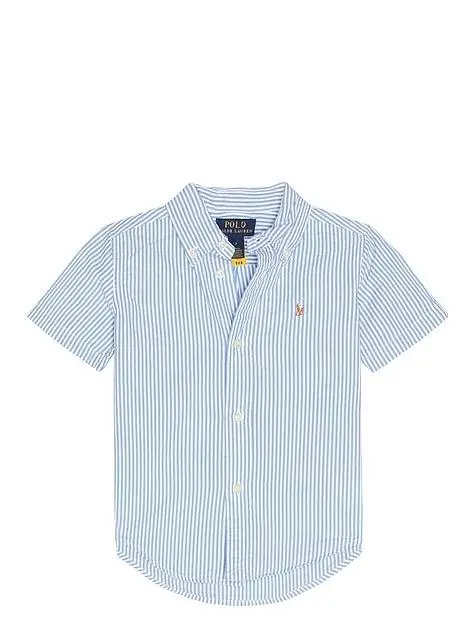 Polo Ralph Lauren Short Sleeve Seersucker Striped Sport Shirt - Blue & White