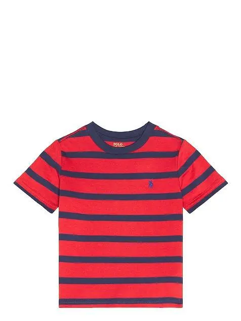 Polo Ralph Lauren Jersey Knit Striped Crewneck T-shirt - Nantucket Red & Light Navy