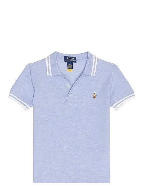 Polo Ralph Lauren Short Sleeve Cotton Oxford Mesh Polo - Harbor Island Blue & White