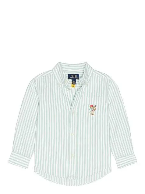 Polo Ralph Lauren Long Sleeve Classic Oxford Striped Sport Shirt - Green White