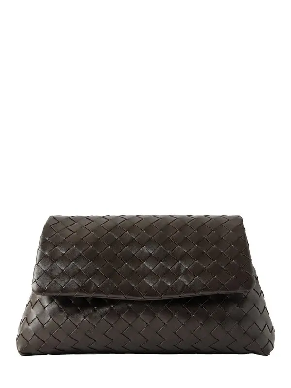 Bottega Veneta Giorno Intrecciato Leather Shoulder Bag - Brown