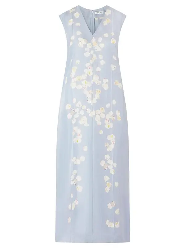 Altuzarra Floral-print Silk-twill Midi Dress - Blue