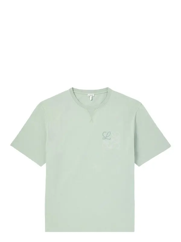 Loewe Logo-embroidered Cotton-jersey T-shirt - Green