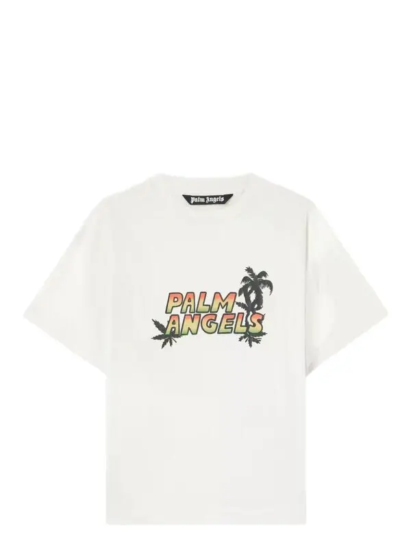 Palm Angels Logo-graphic T-shirt - Neutrals