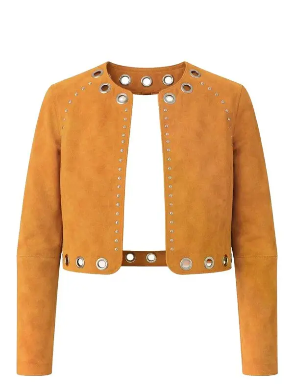 ZUT Darby Studded Suede Jacket - Orange