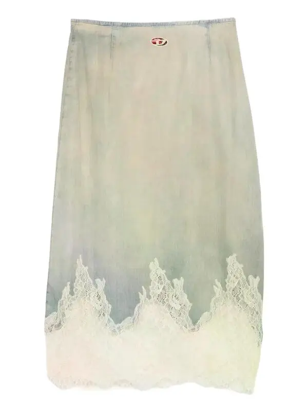 DIESEL® Lace-trim Midi Skirt - Blue