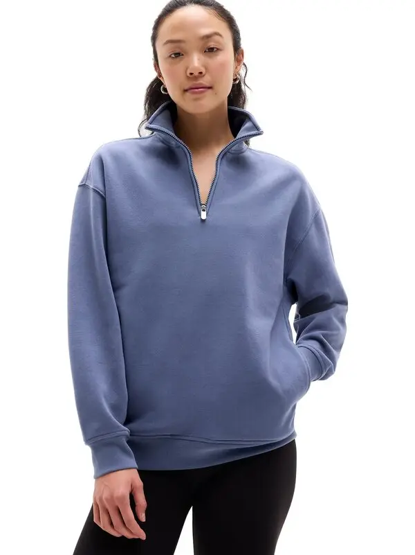 Athleta Forever Fleece 1/4 Zip Sweatshirt - Celestial
