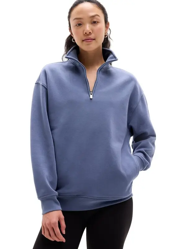 Athleta Forever Fleece 1/4 Zip Sweatshirt - Celestial