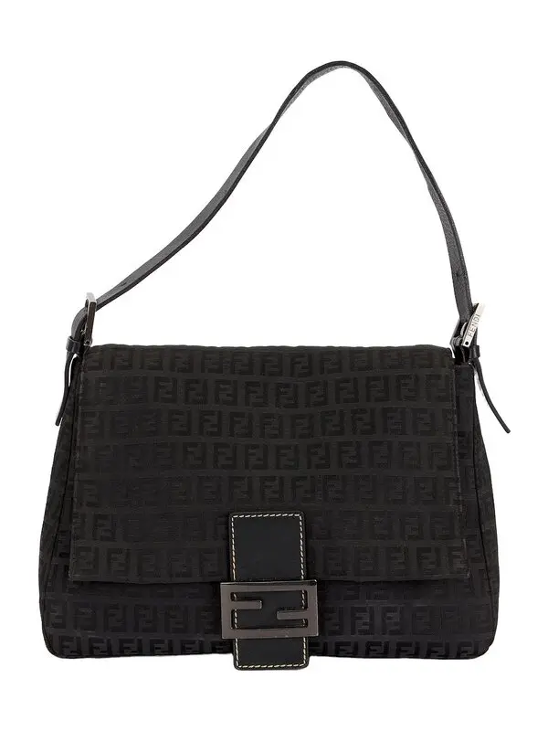 Fendi Zucchino Baguette Shoulder Bag - Black