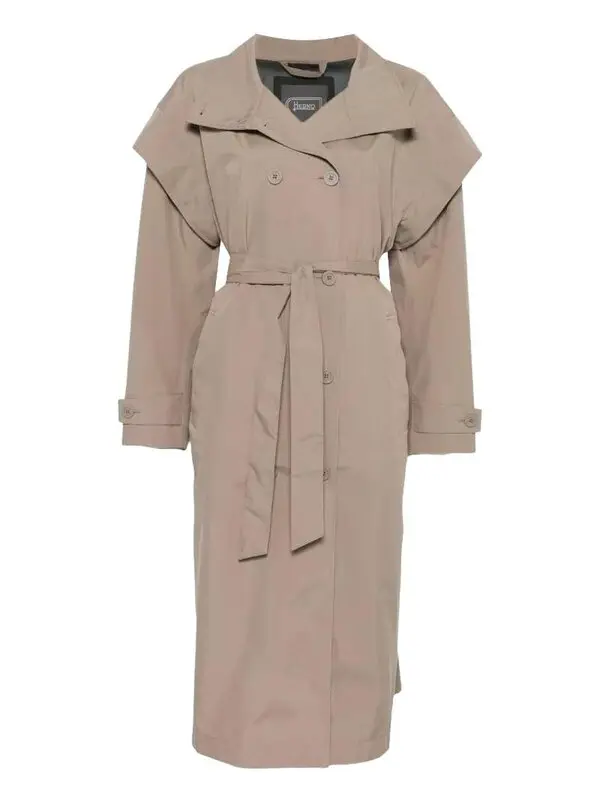 Herno Double-breasted Belted Coat - Neutrals