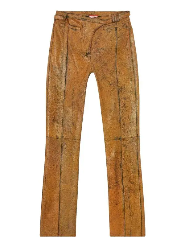 DIESEL® L-croc Leather Trousers - Brown