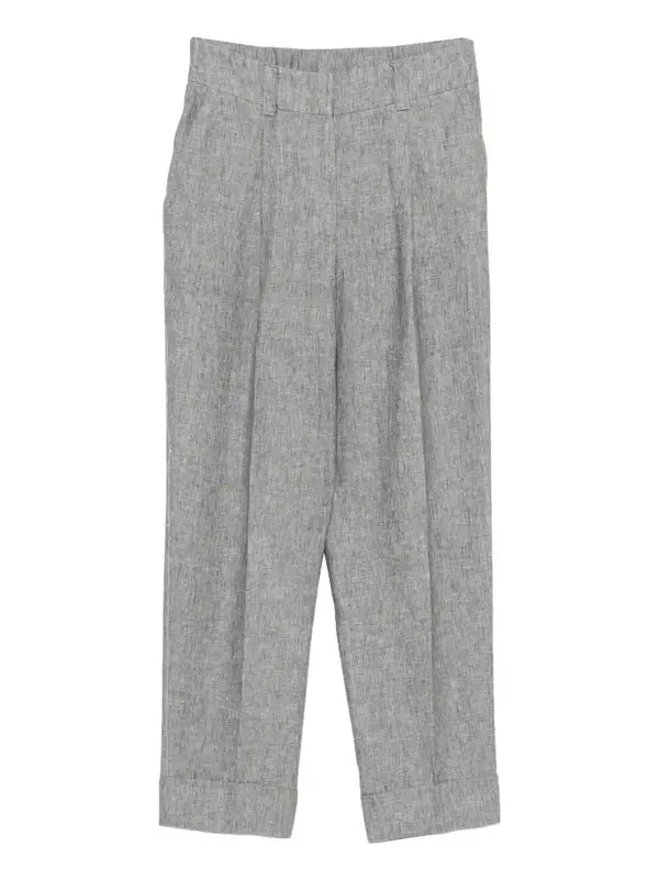 Peserico Pleated Trousers With Cuffed Hem - Grey