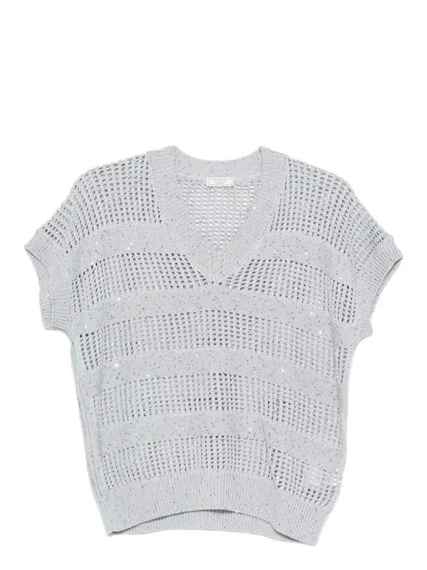 Peserico Sequin-embellished V-neck Sweater - Blue