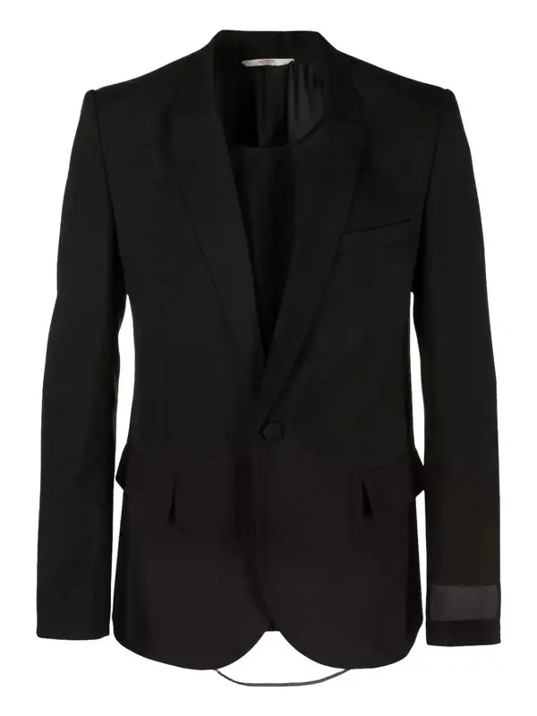 Valentino Garavani Logo-patch Single-breasted Blazer - Black