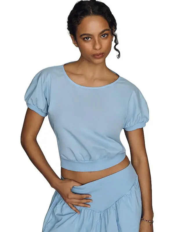 Stateside Pixie Cotton Poplin Crop Top - Robins Egg